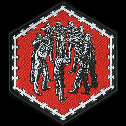 NWN "Gunmen Logo In Barbed Wire" 4" Shaped Patch
